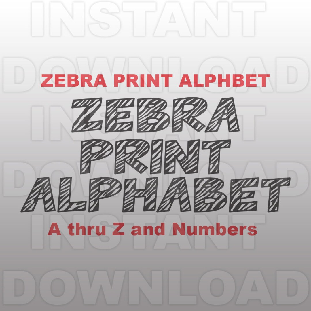 Zebra Font SVG File,patterned Alphabet SVG File,letters SVG ...