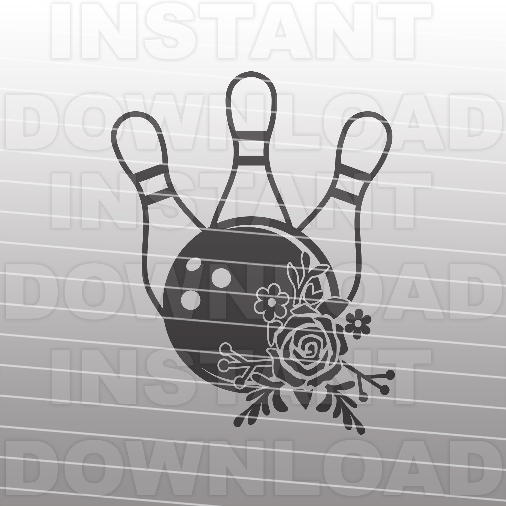 Bowling SVG Filebowling Ball and Pins With Flowers SVG | Etsy