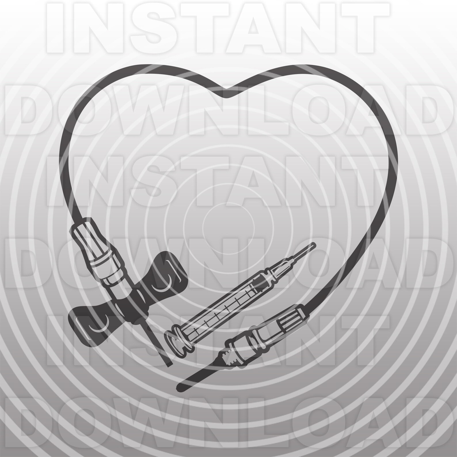 Phlebotomy Tech Syringe and Butterfly Needle Heart Monogram Svg ...