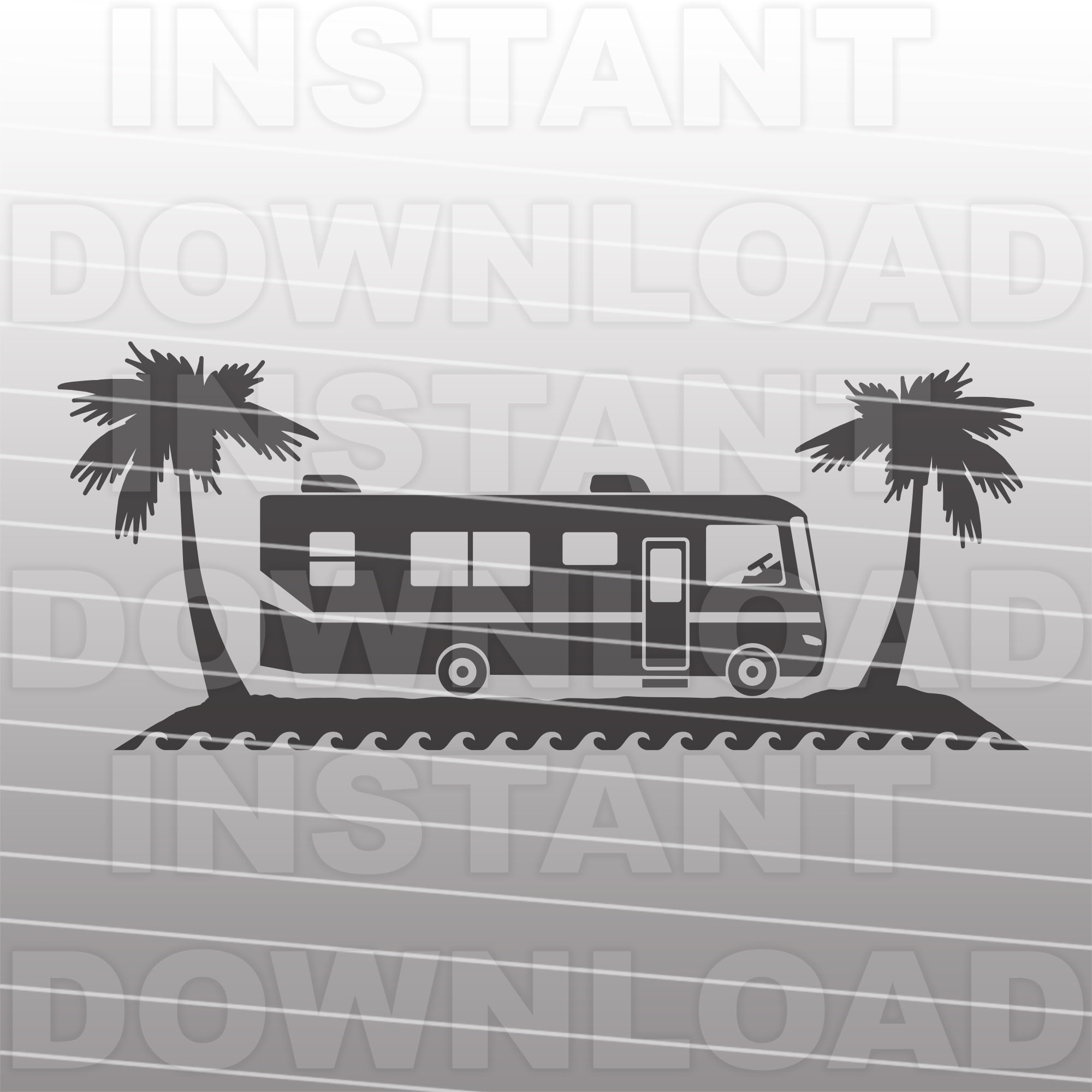 Class A Motorhome RV With Palm Trees SVG File,snowbird Svg -vector Art ...