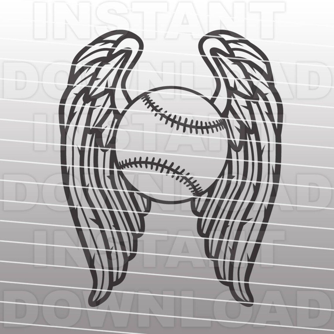 Baseball SVG File,baseball Wings SVG File -commercial & Personal Use ...