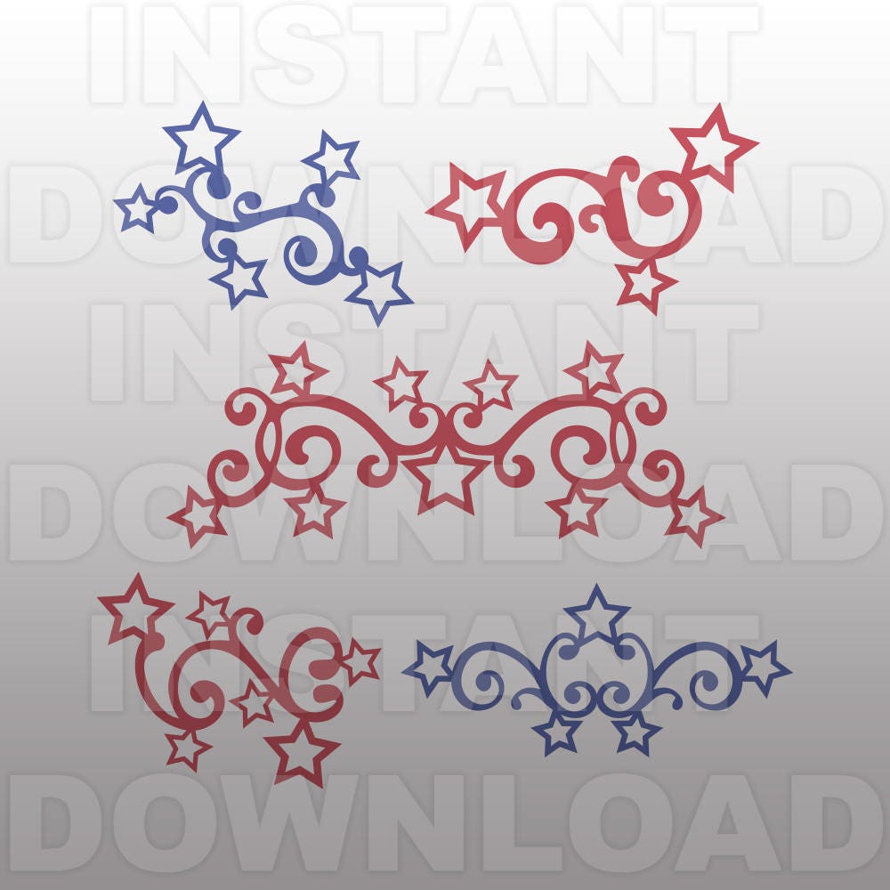 July 4th Star Flourish Set SVG File -personal & Commercial Use- Cricut ...