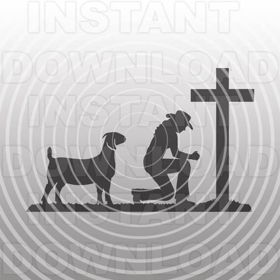 Cowgirl With Boer Goat Kneeling Praying at Memorial Cross SVG - Etsy