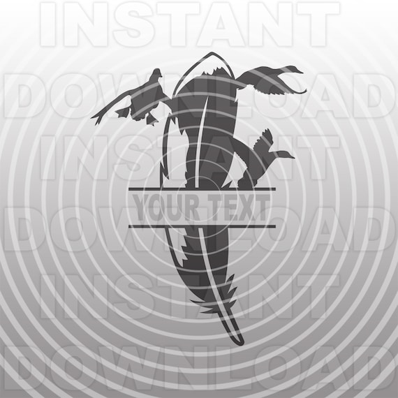 Duck Hunter Split Monogram Frame With Duck Feather and Flying - Etsy