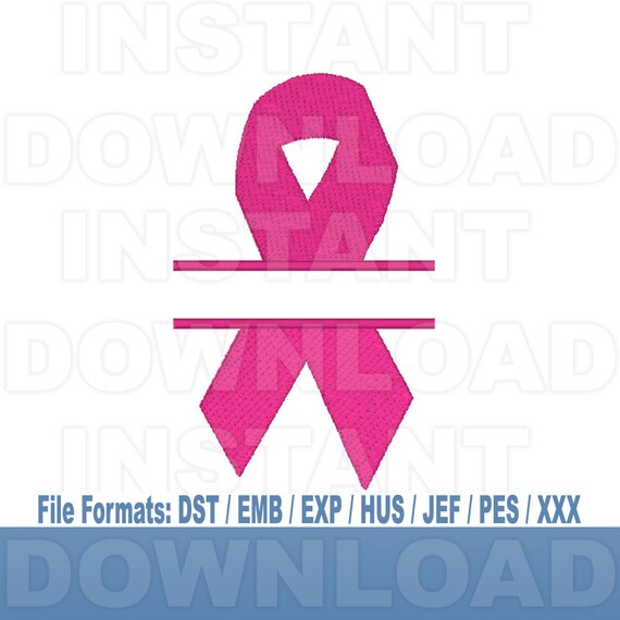 Pink blue ribbon & curl heart machine Embroidery design Breast Cancer ...