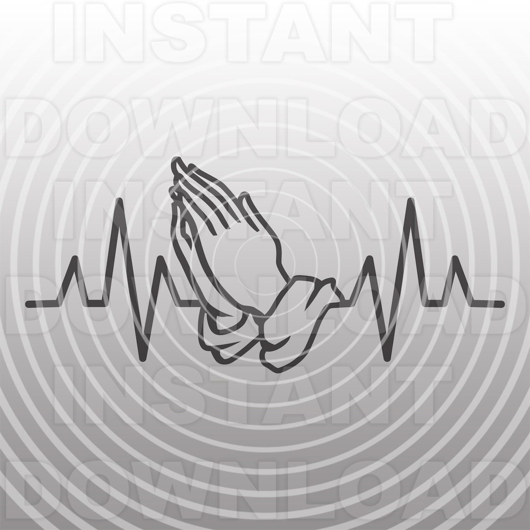 Praying Hands EKG Pulse Heartbeat SVG File,bible Study Svg,christian ...
