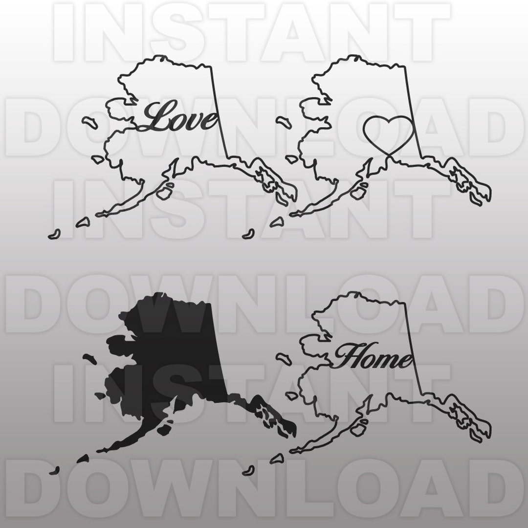 Alaska State Outline SVG File -commercial & Personal Use- Vector Art ...