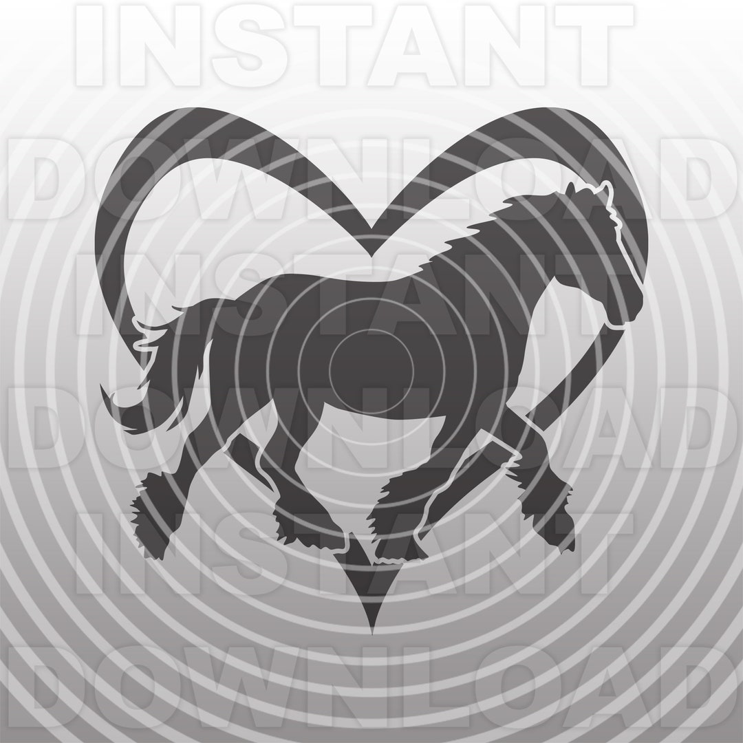 Gypsy Vanner Horse With Heart SVG File -vector Clipart Commercial ...