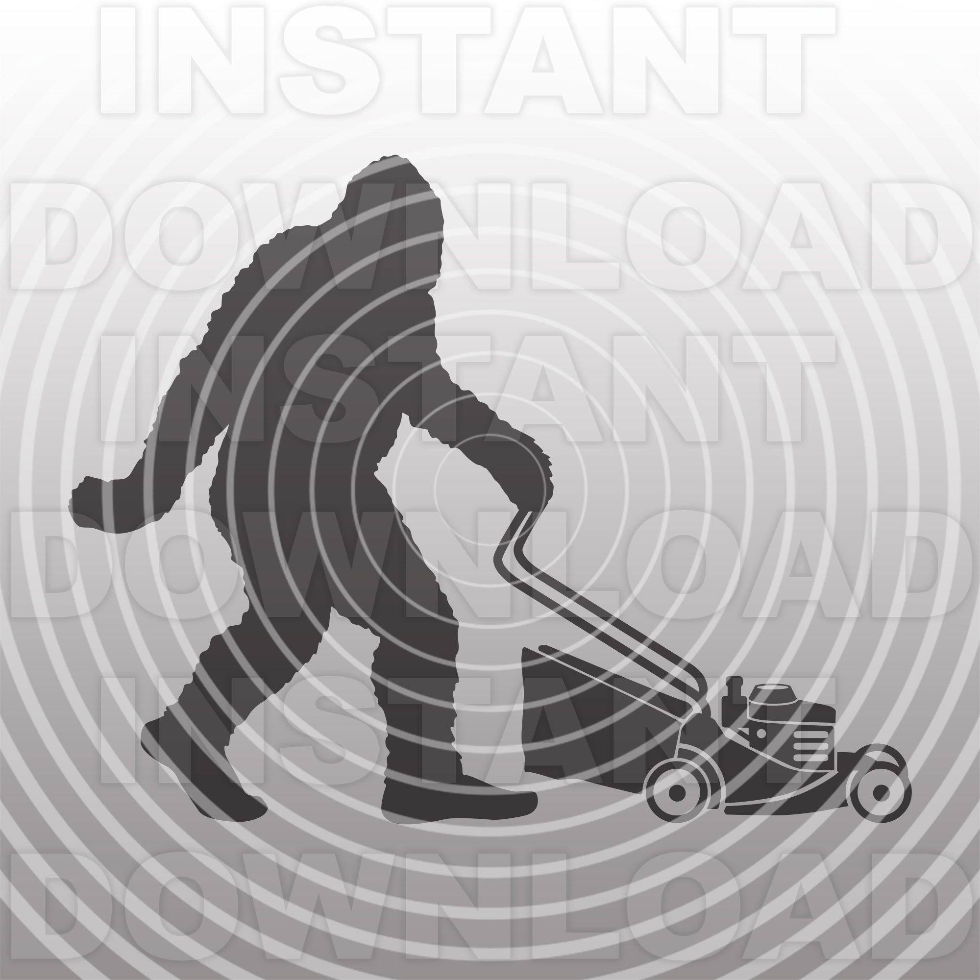Bigfoot Mowing Lawn SVG File,lawn Mower Svg,sasquatch Svg -commercial ...