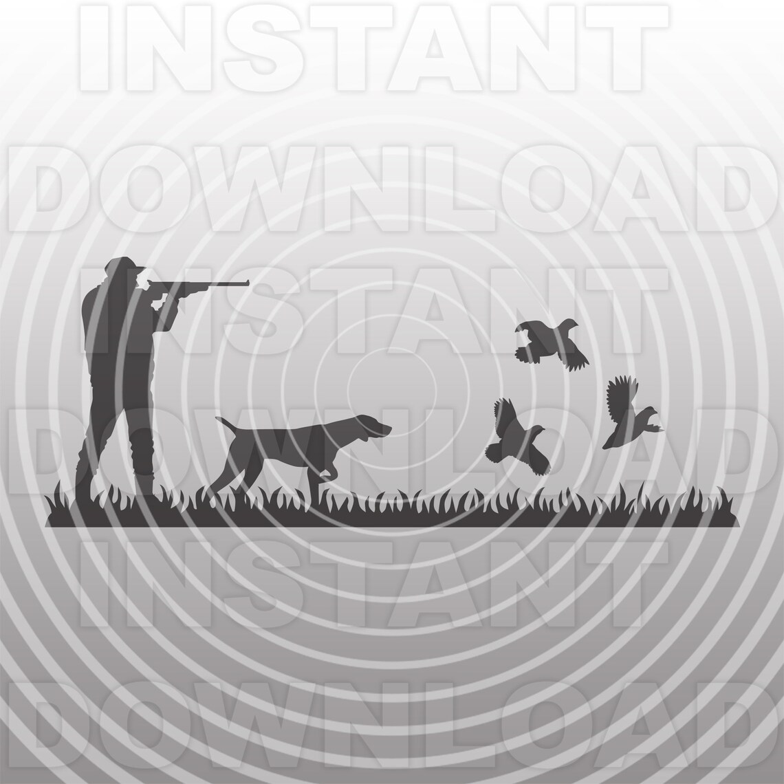 Quail Hunter With Bird Dog Pointing SVG Filequail Flying SVG - Etsy