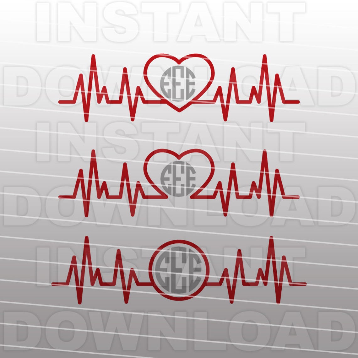 Heartbeat SVG File,ekg SVG File,pulse Svg,nursing Monogram Svg-vector ...