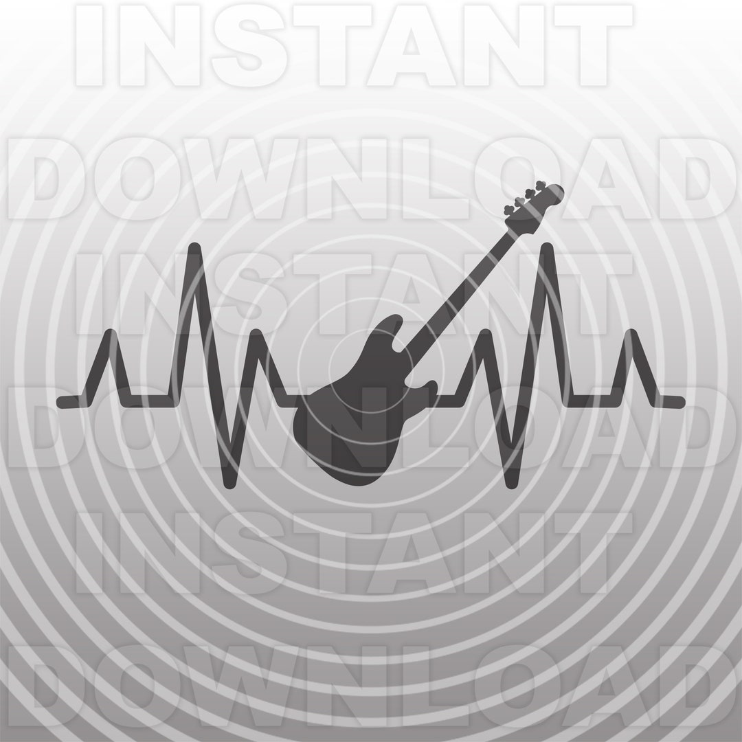 Bass Guitar SVG Heartbeat File,bassist Svg,bass Player Svg,guitar EKG ...