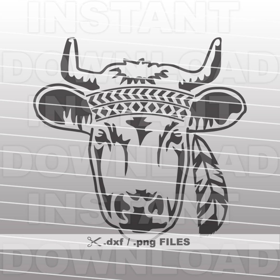 Cow DXF File,hippie Cow Dxf,cow Face Dxf,farm Dxf -commercial ...