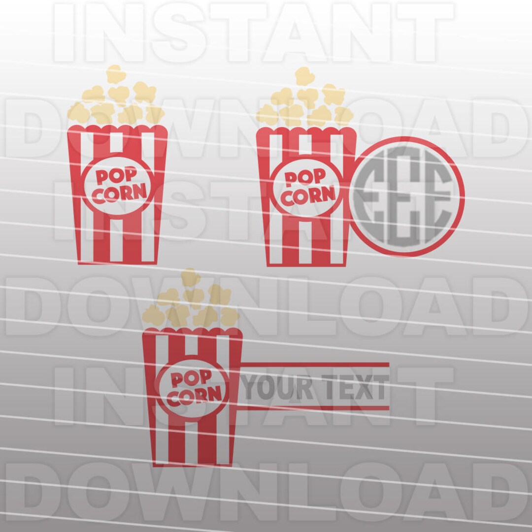 Popcorn Box SVG File,movie Prop Svg,movie Night Svg,monogram Svg ...