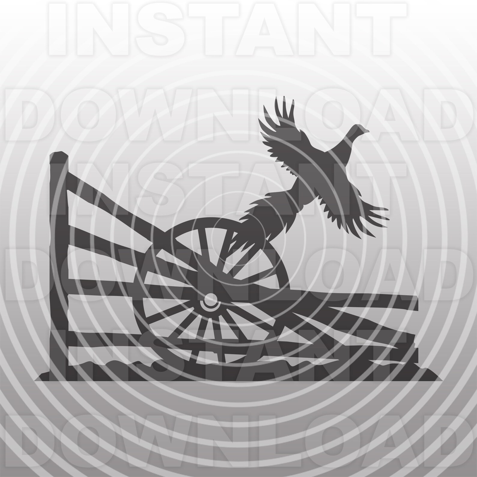 Flying Pheasant With Wagon Wheel Scene SVG File,pheasant Hunter SVG ...
