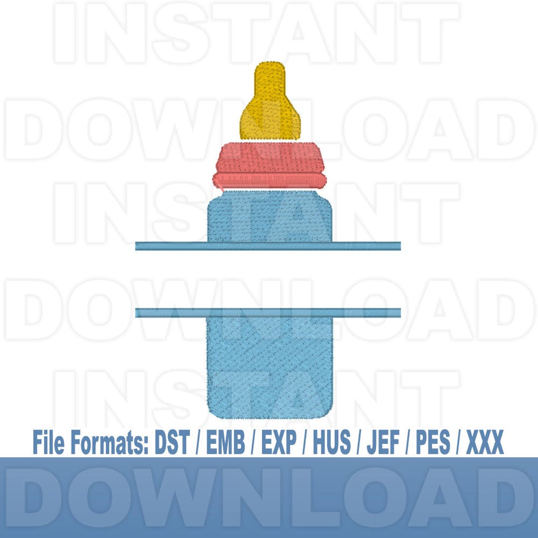Baby Bottle Split Monogram Machine Embroidery Design Download,filled ...