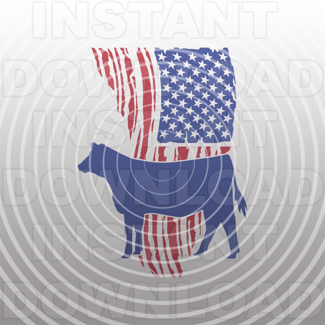 Show Heifer Distressed USA Flag Svg File,patriotic Livestock Svg ...