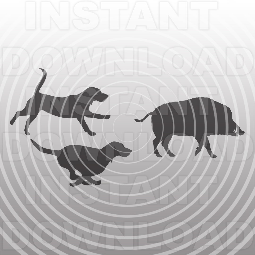 Hunting Dogs Chasing Hog SVG File,hog Hunting Svg,wild Boar SVG -vector ...