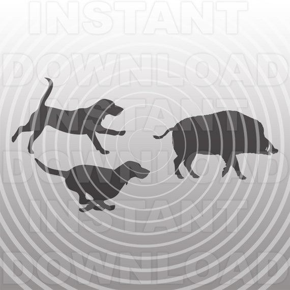 Hunting Dogs Chasing Hog SVG Filehog Hunting Svgwild Boar | Etsy