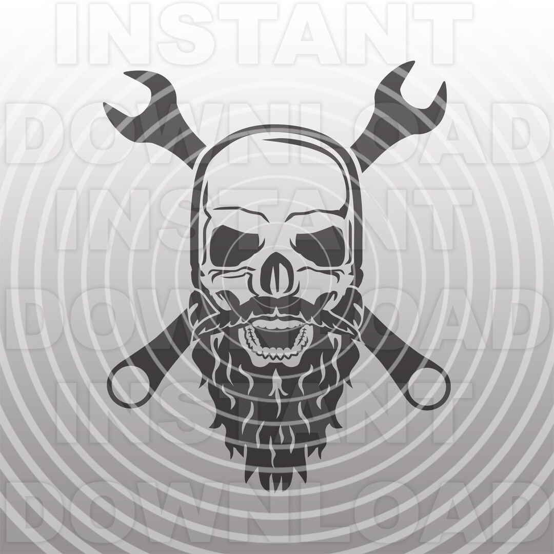 Mechanic Skull With Beard SVG File,mechanic Svg,skilled Trades SVG ...