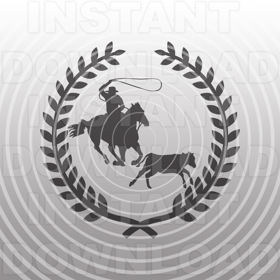 Tie Down Roping With Laurel Wreath SVG File,calf Roping Svg,rodeo SVG ...