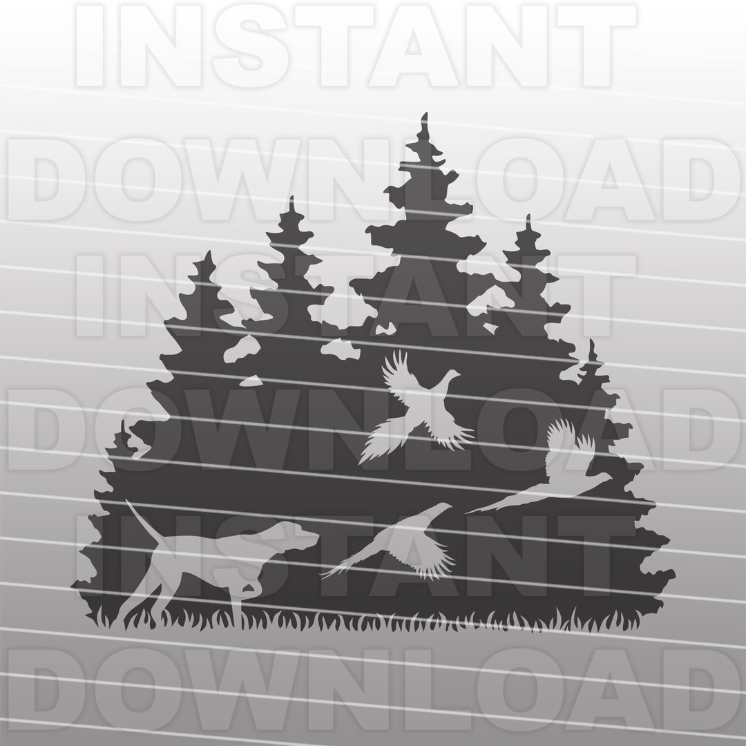 Pheasant Hunting Forest Scene With English Pointer Dog SVG File ...