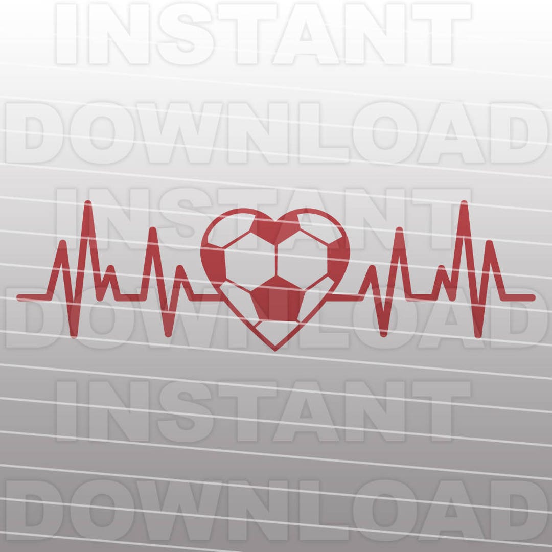 Soccer Ball Heartbeat SVG File,soccer EKG SVG File,cut File,vector Clip ...