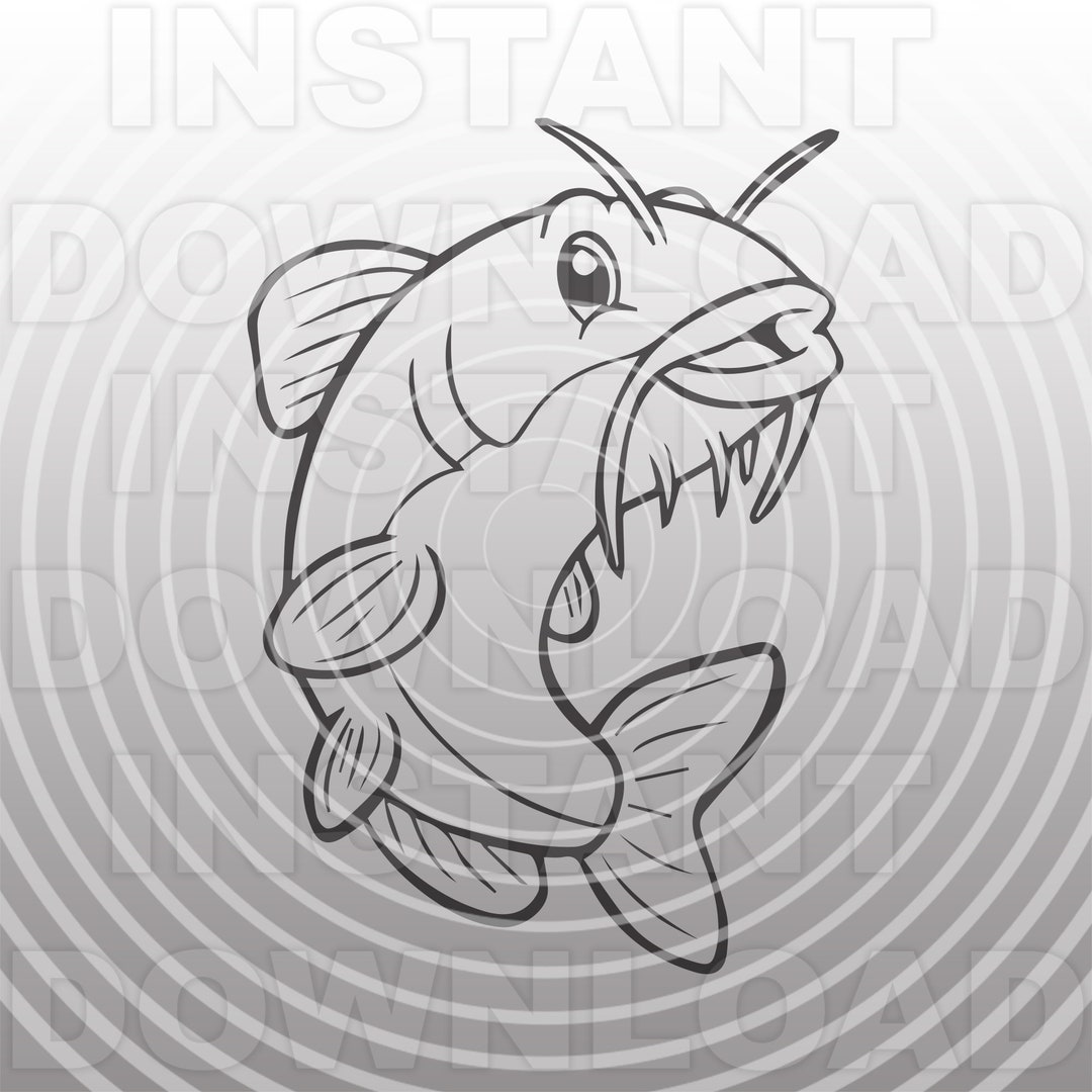 Cute Hand Drawn Cartoon Catfish SVG File,simple Catfish Svg,vector Art ...