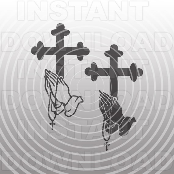 Praying Hands With Rosary and Cross SVG Filereligious - Etsy UK