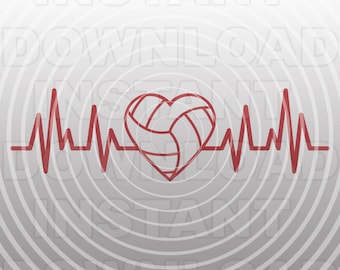 Volleyball Heartbeat Svg - Etsy