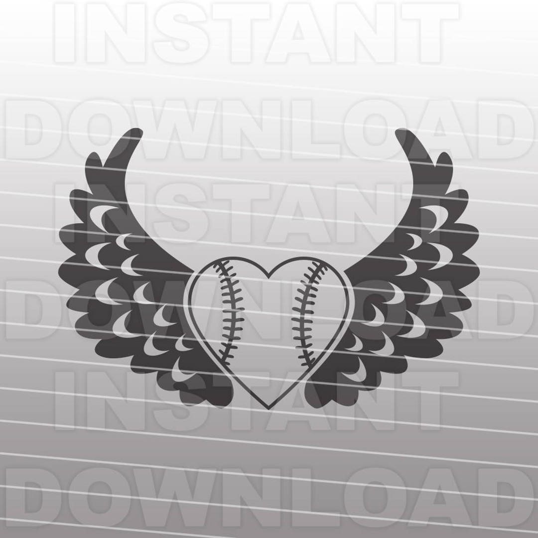 Softball Heart With Wings SVG File Cutting Template-single Layer Clip ...
