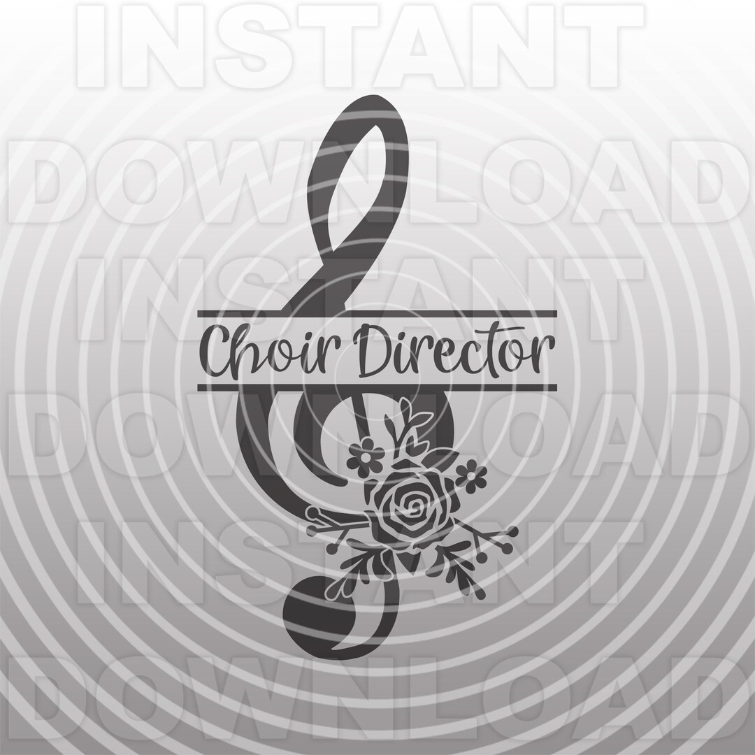 Choir Director With Floral Treble Clef SVG File,music Education SVG ...