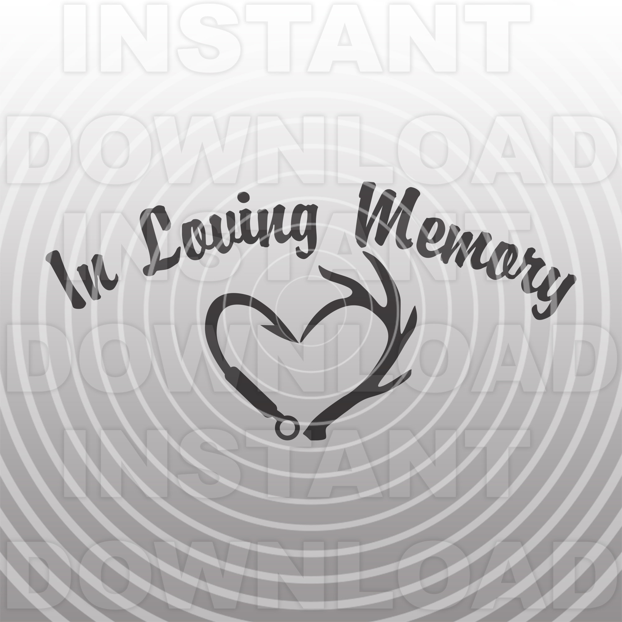 In Loving Memory Fish Hook and Deer Antler Memorial SVG File,hunter ...