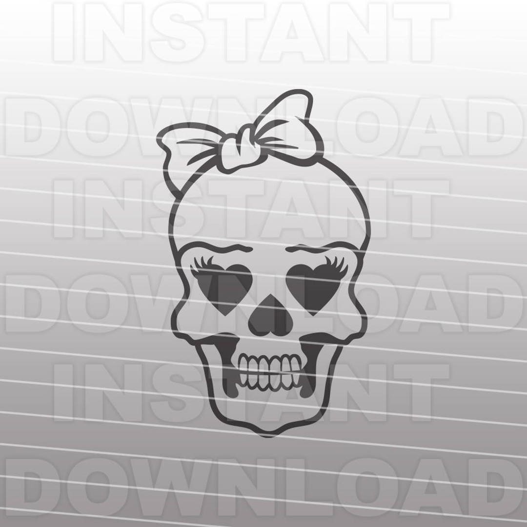 Cute Girl Skull SVG File,bones Svg,skeleton Svg,halloween SVG -vector ...