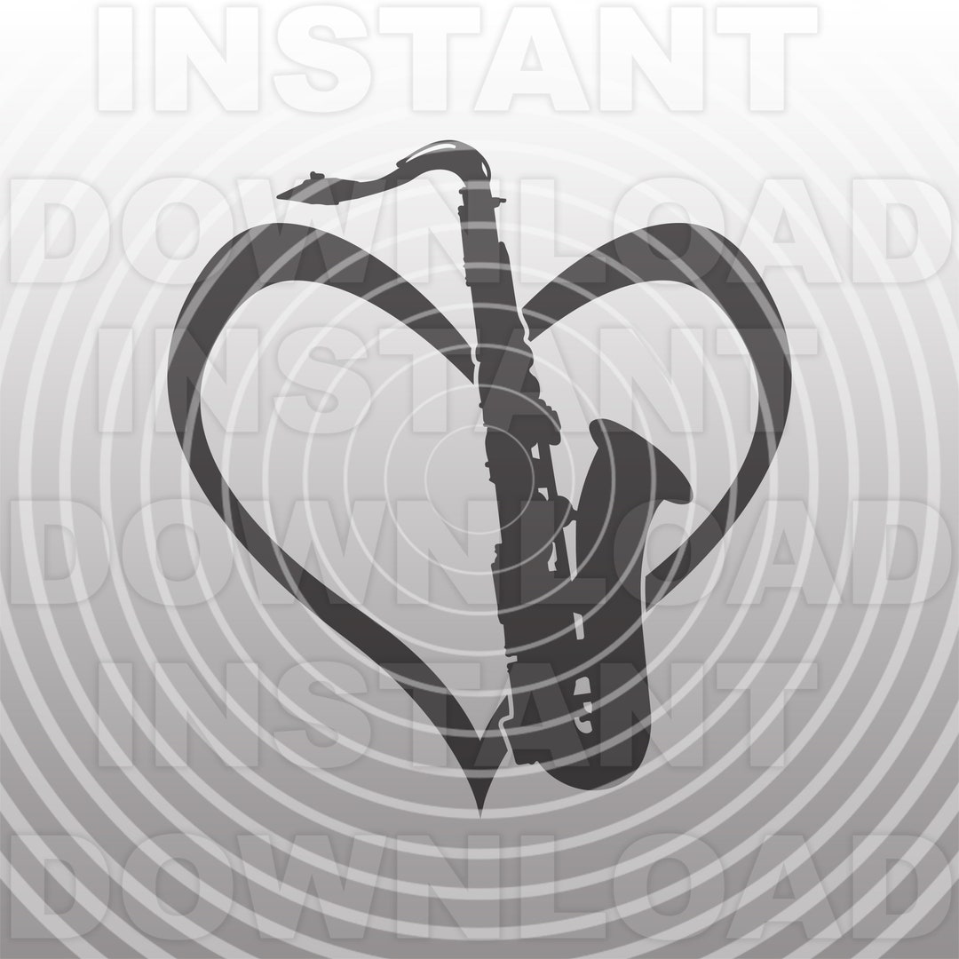 Tenor Saxophone Love Heart SVG File,marching Band Svg,sax Player SVG ...