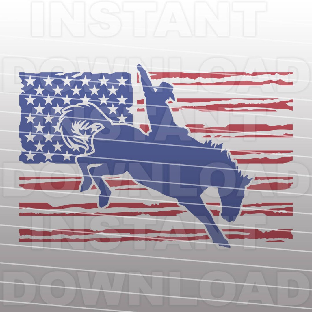Patriotic Bronco Rider SVG File,distressed USA Flag Svg,rodeo Svg ...