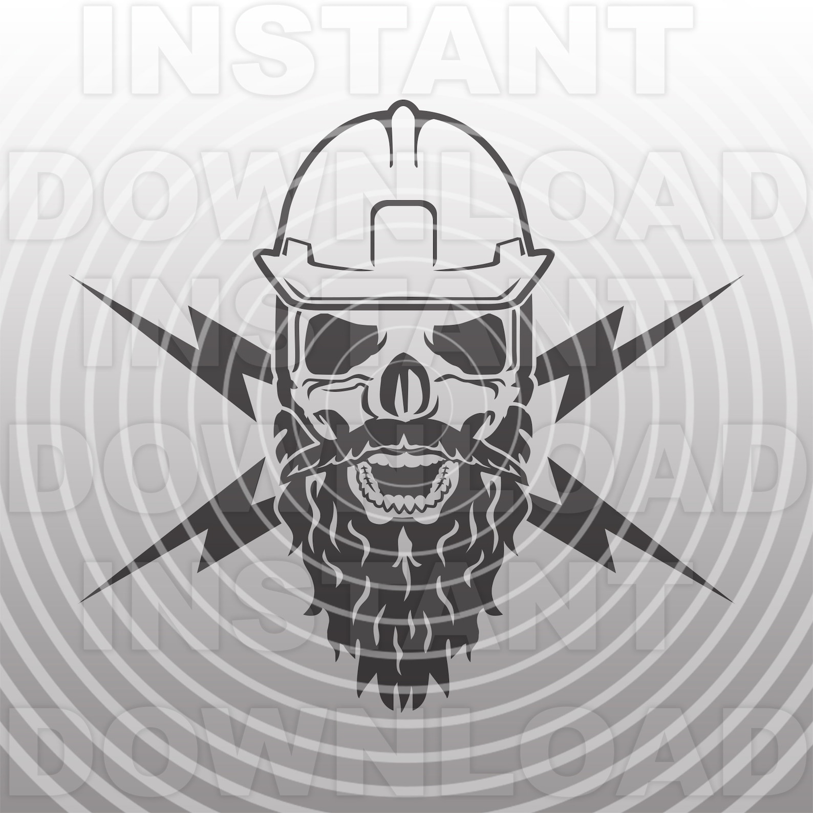 Bearded Electrician Skull With Hard Hat SVG Filelineman - Etsy