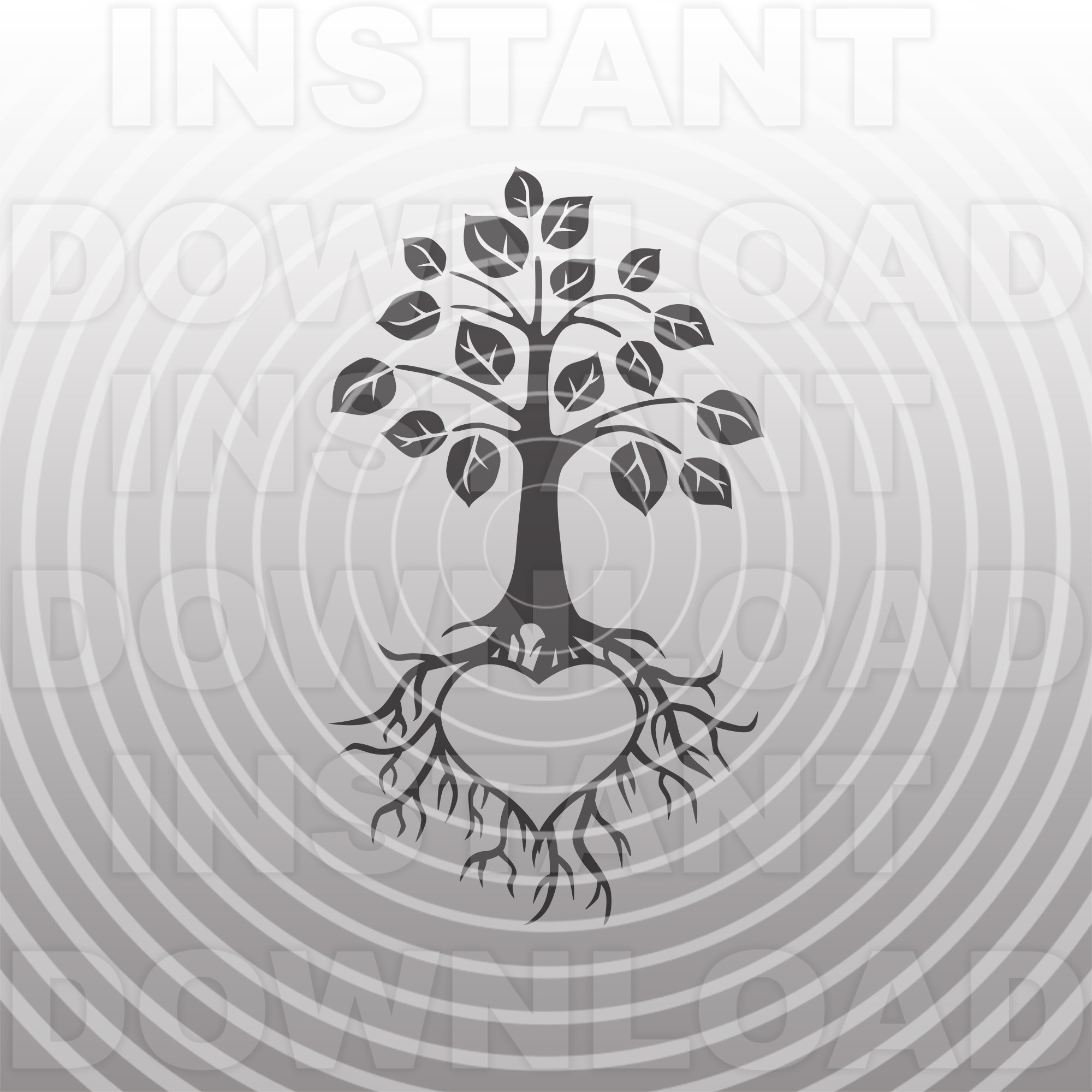 Tree With Roots And Heart