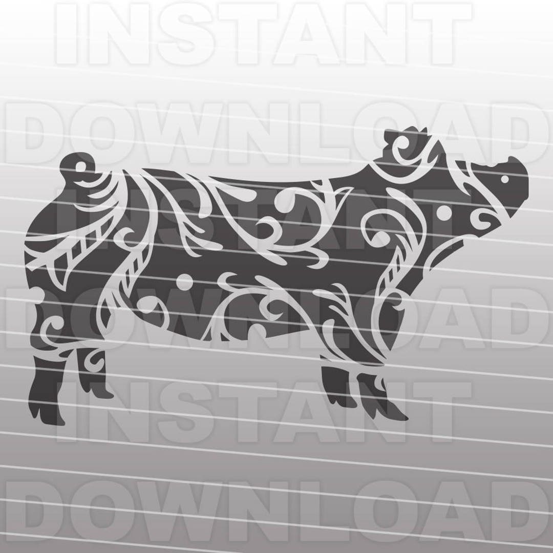 Fancy Decorative Ornate Show Pig SVG File,stockshow SVG -commercial ...