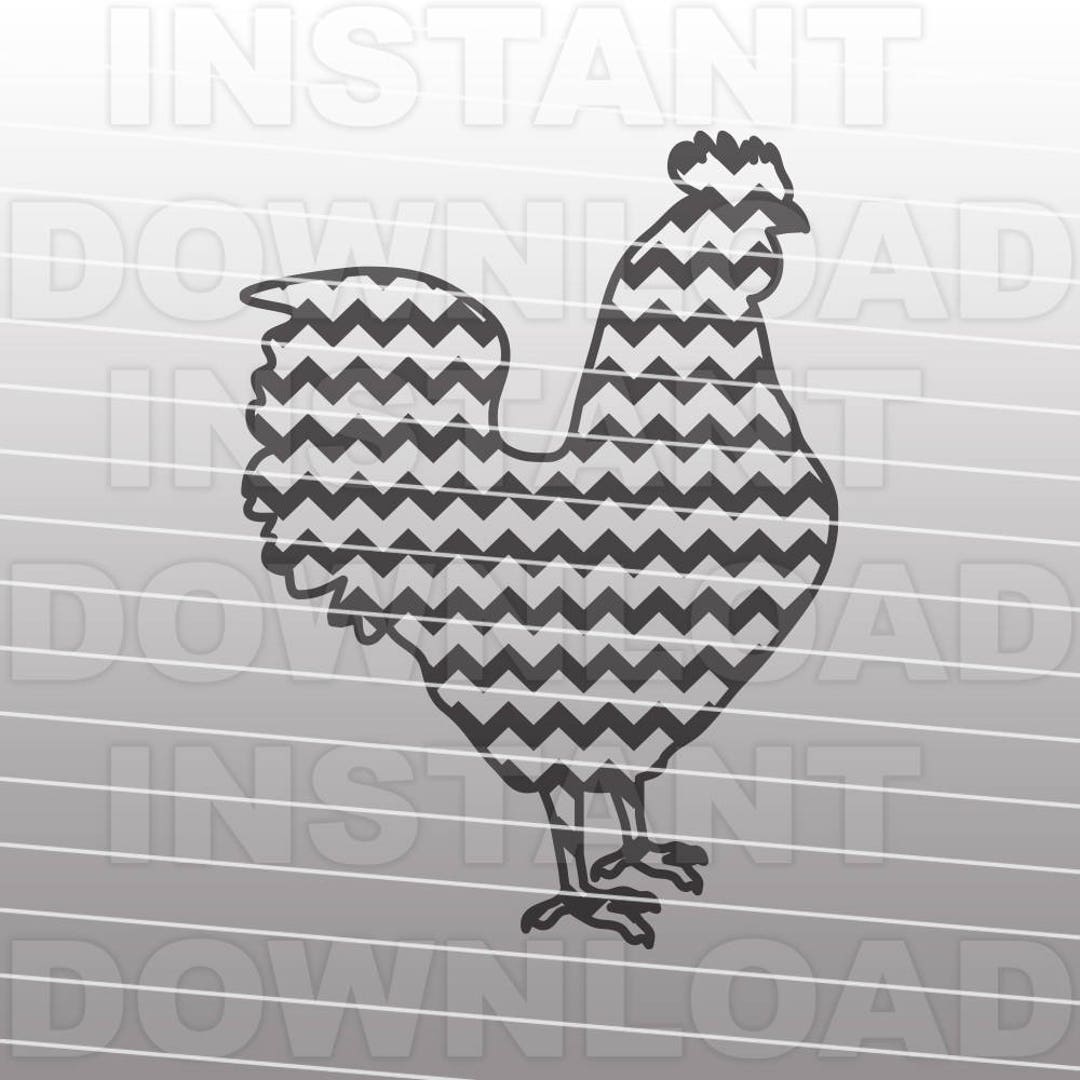 Shabby Chic Chevron Chicken SVG File -commercial & Personal Use- Vector ...