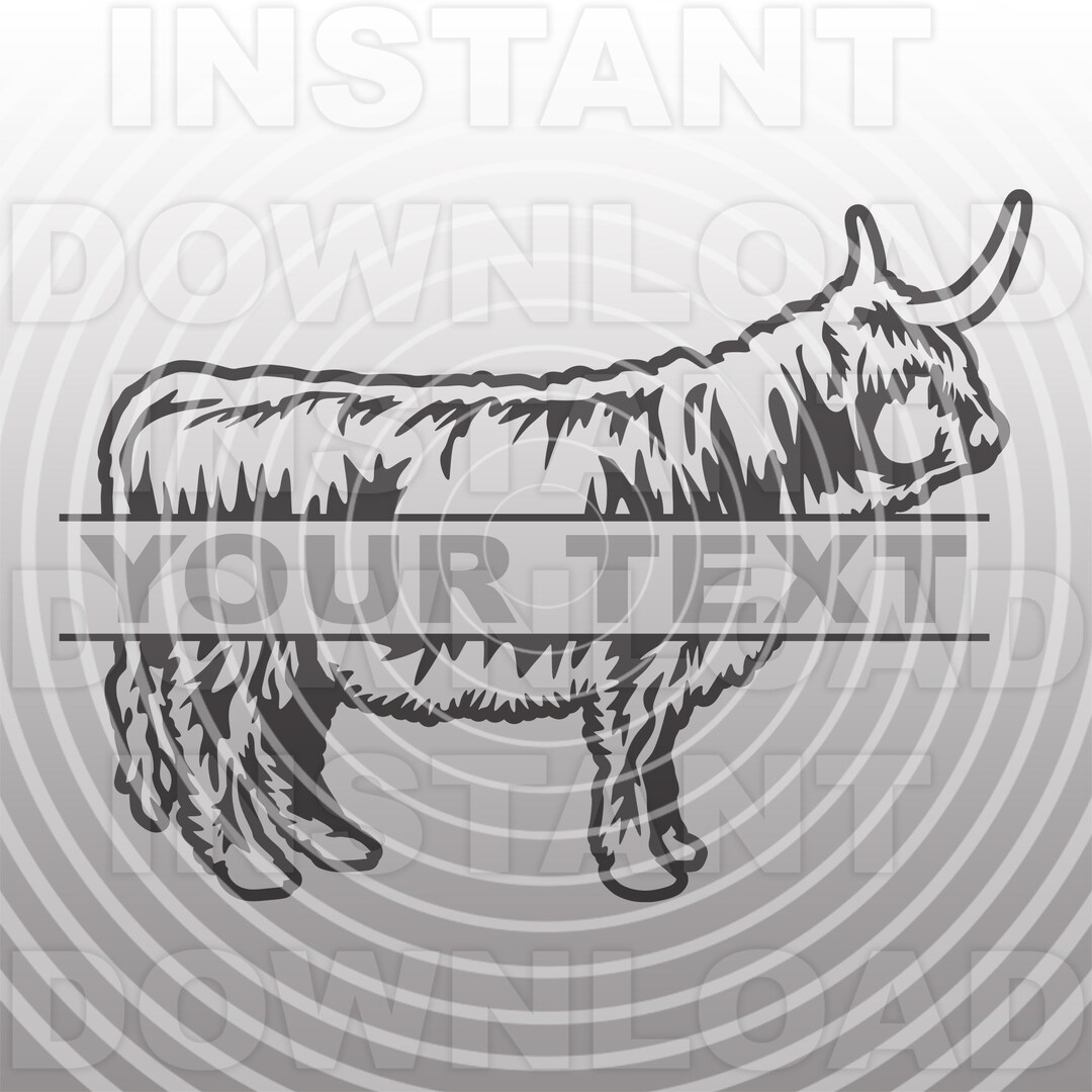 Scottish Highland Cow Split Monogram SVG File,highland Cattle SVG ...