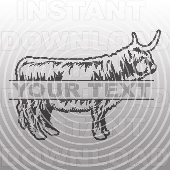 Scottish Highland Cow Split Monogram SVG FileHighland Cattle | Etsy