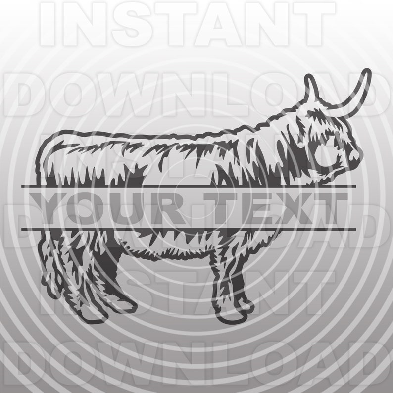 Scottish Highland Cow Split Monogram SVG Filehighland Cattle - Etsy ...