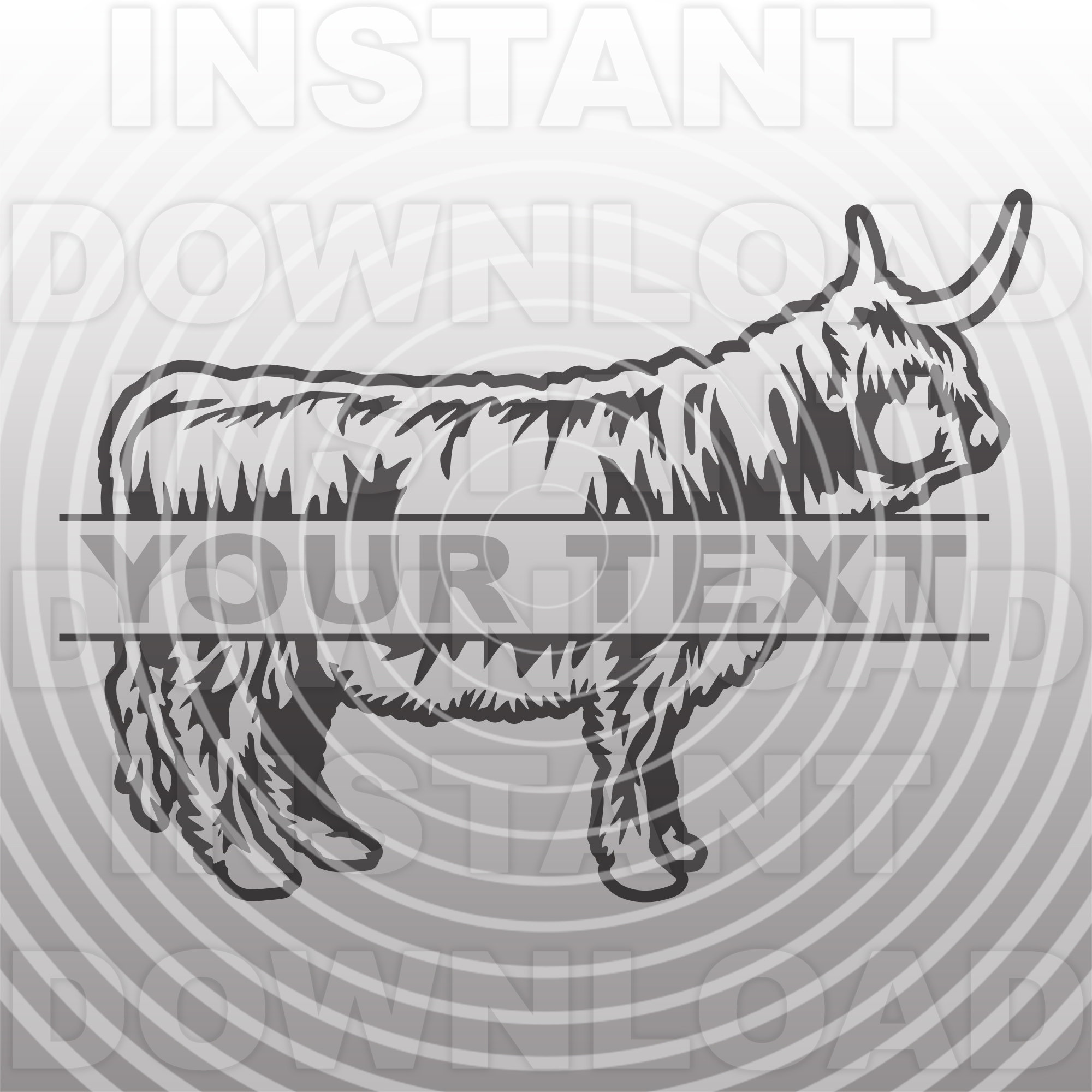 Scottish Highland Cow Split Monogram SVG File,highland Cattle SVG ...