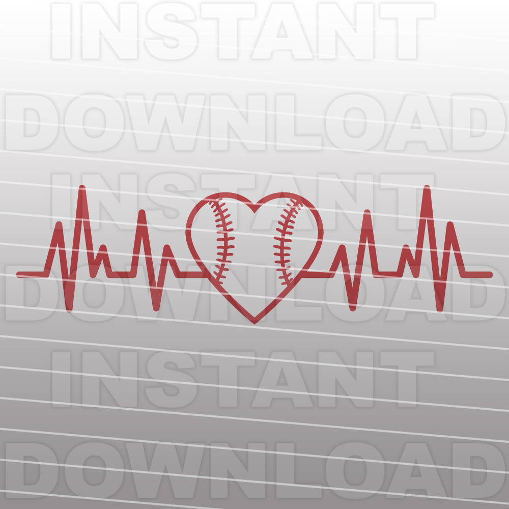 Craft Supplies & Tools Softball Pitcher Heartbeat SVG File,Softball EKG ...