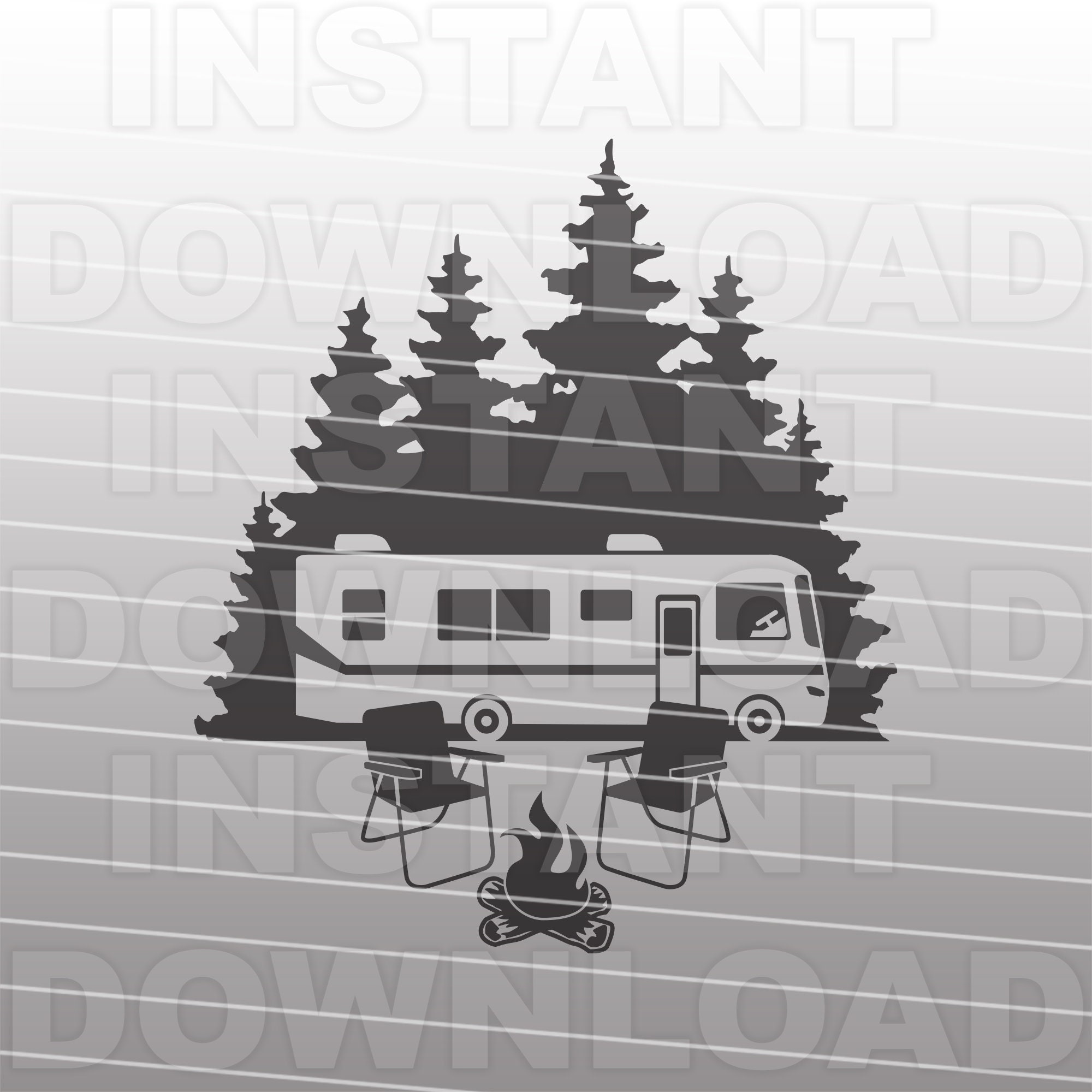 Class A Motorhome Camper With Campfire SVG File vector Art - Etsy