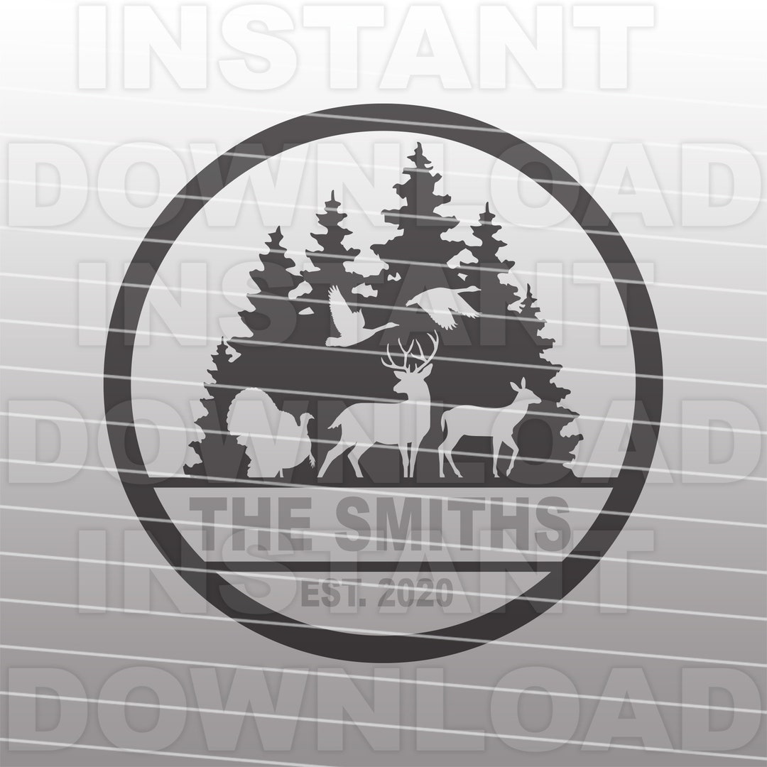 Hunting Scene Monogram Svg,turkey Hunting SVG File,deer Hunting Svg ...