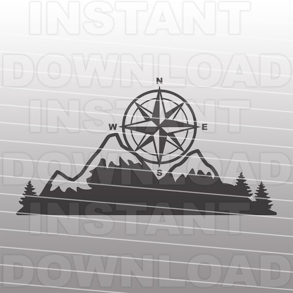 Mountains Compass Rose SVG Filelodge Svgcabin SVG vector | Etsy