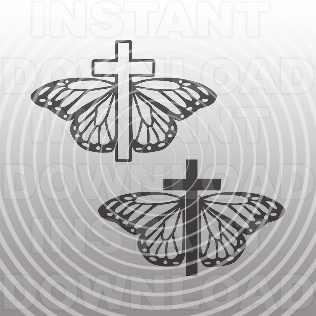 Monarch Butterfly Cross SVG File,butterfly Memorial Svg -vector Art ...