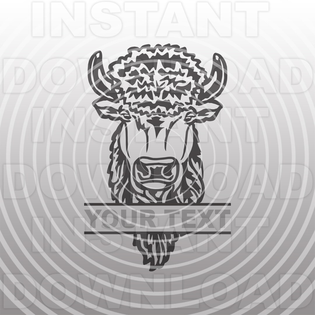 Buffalo Head With Split Monogram SVG File,bison Face Svg,buffalo ...
